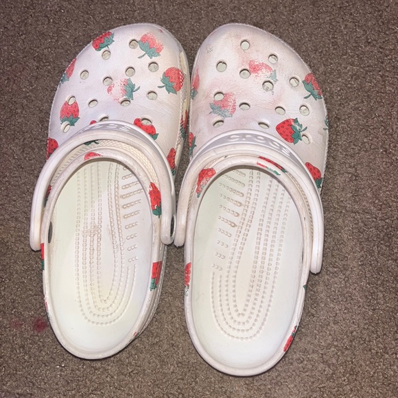 CROCS | Shoes | Strawberry Painted White Crocs | Poshmark
